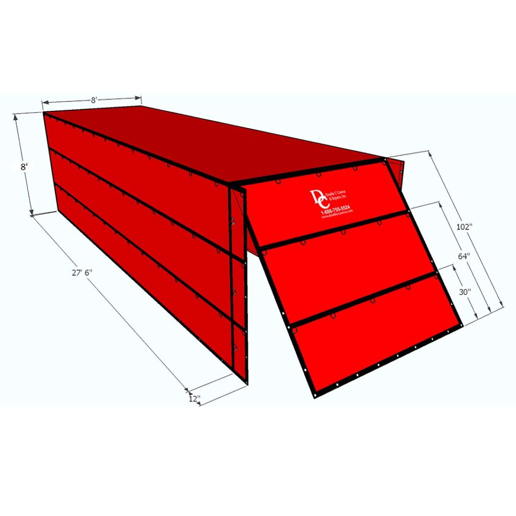 Lightweight Red 8' Drop 2pc Tarps Grommets and 3 rows D-ring