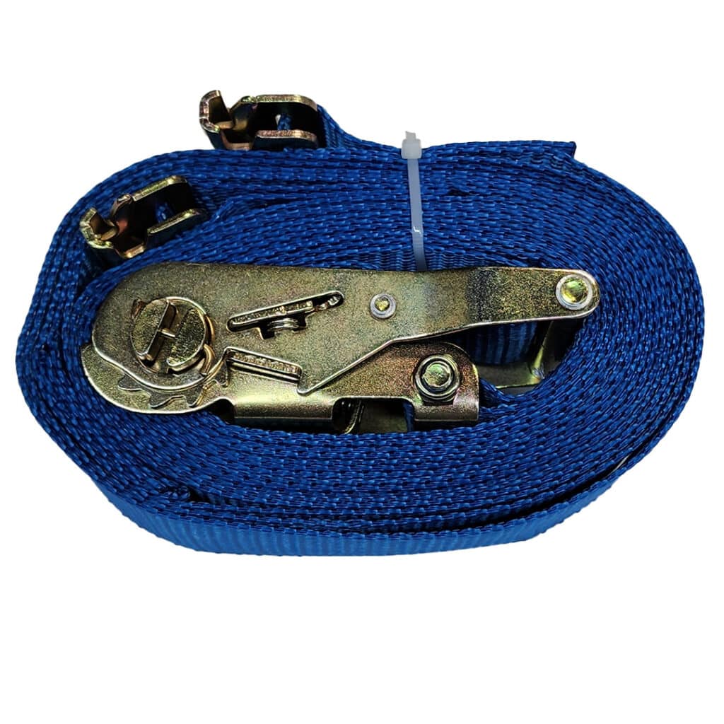 E-TRACK Logistic Ratchet Straps Blue, 2" x 20' WLL 833LBS.