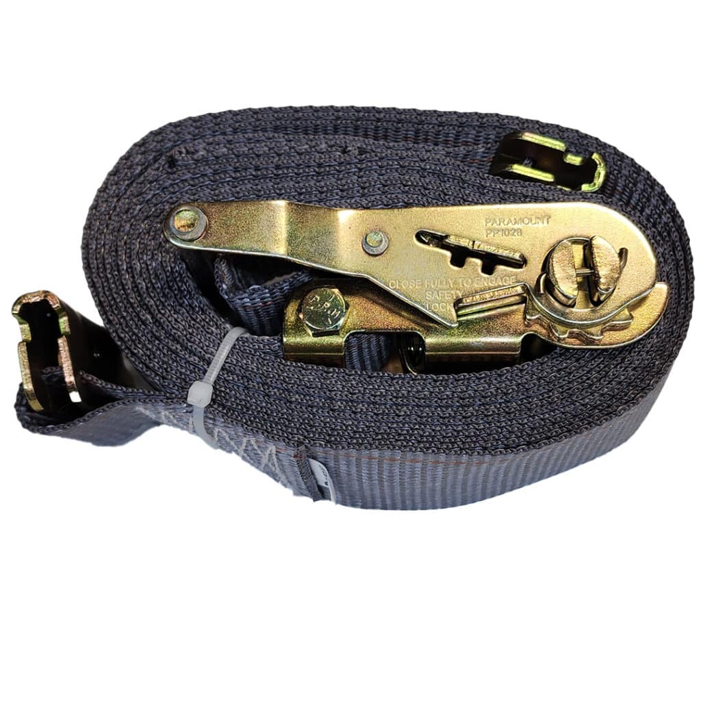 E-TRACK Logistic Ratchet Straps Gray, 2" x 16' WLL 833LBS.