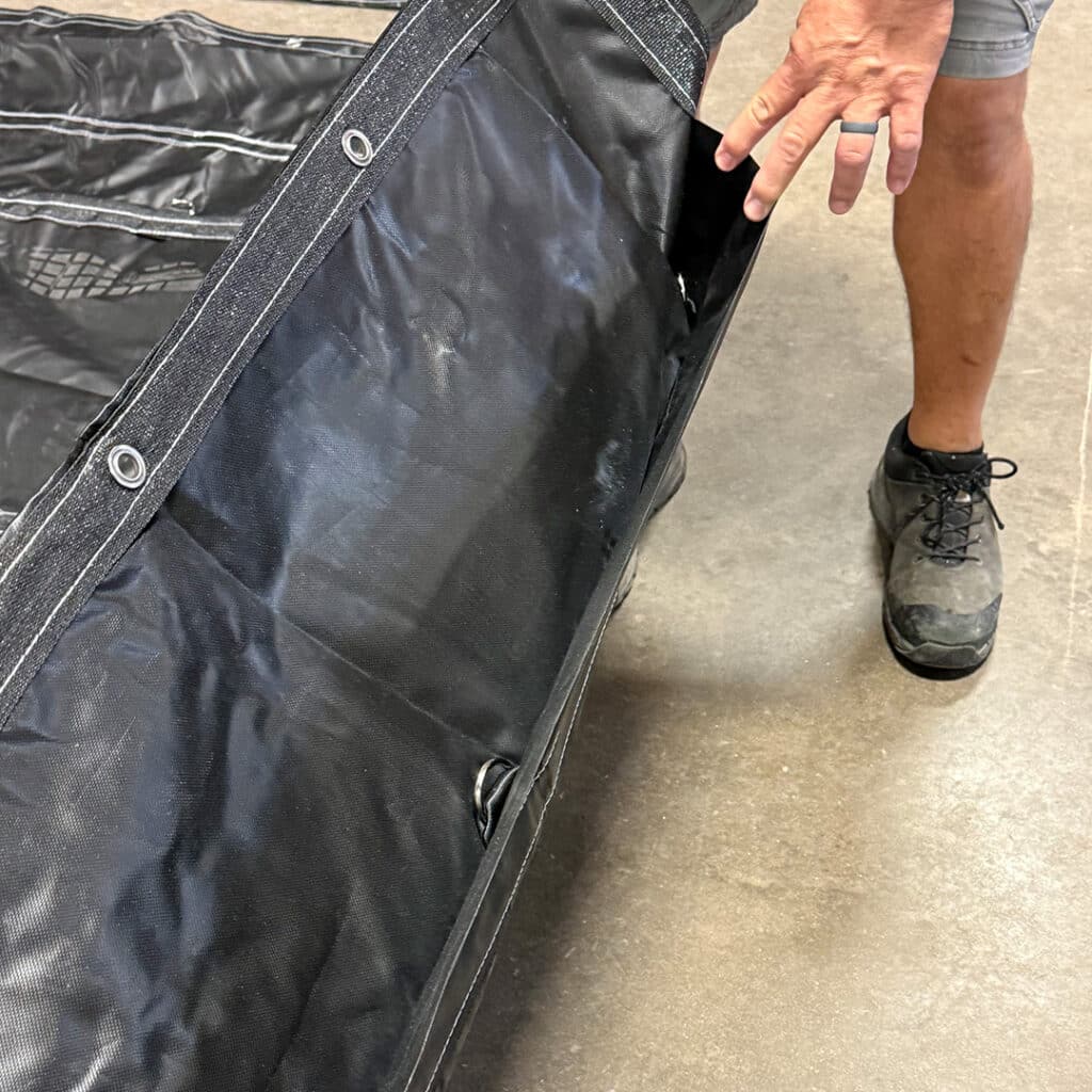 Lightweight Black 4' Drop Tarps 16x27'6 With 30" Skirts USA.